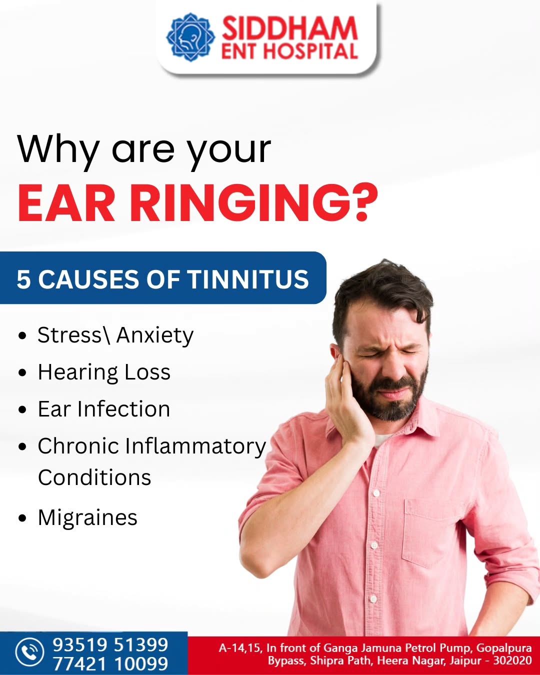5 Causes of Tinnitus | SIDDHAM ENT HOSPITAL | Best ENT Hospital in Jaipur